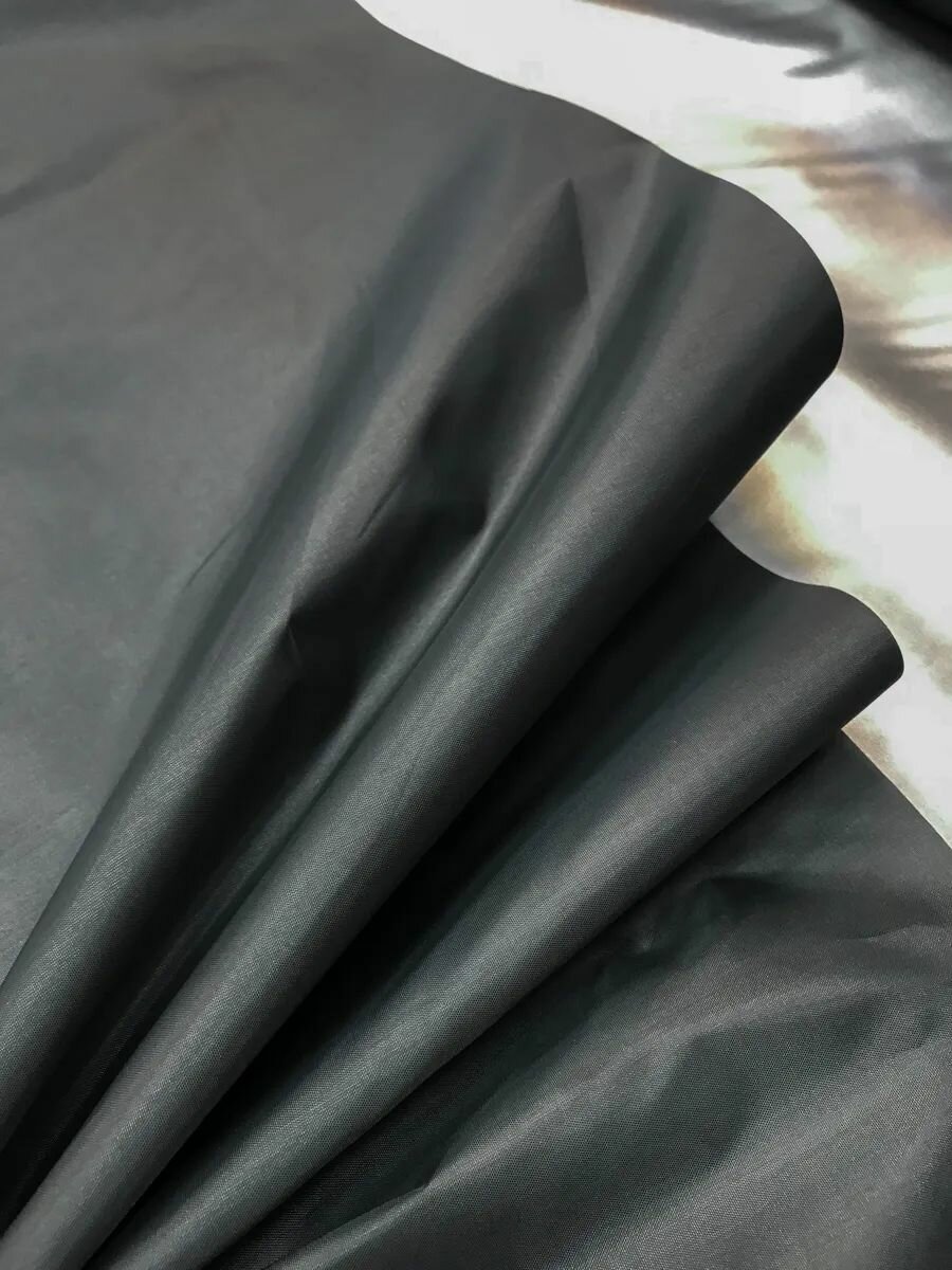 Ткань Курточная сильвер 190Т, ш-150 см, цвет темно-серый, отрез 10 метров