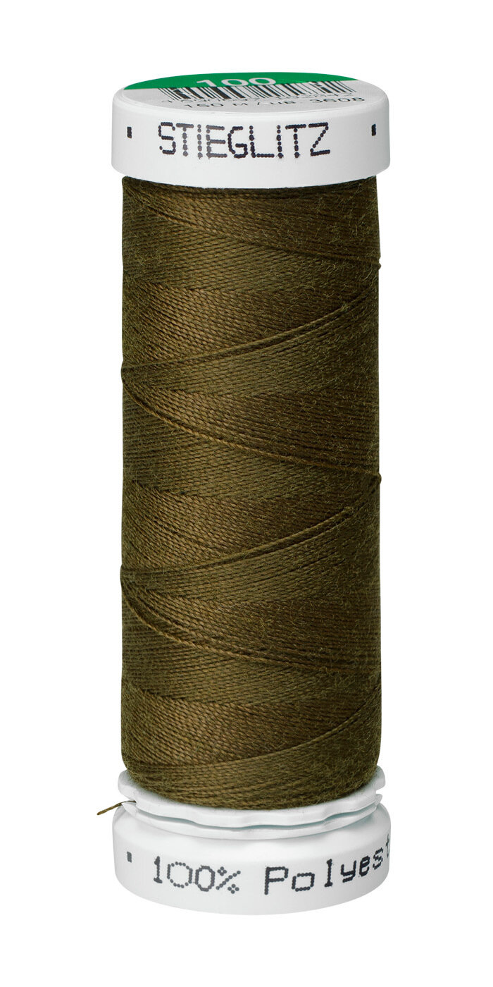 Нитки швейные Stieglitz100 150м, темный хаки (3608)