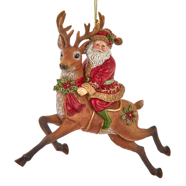 Елочная игрушка Санта на Олене - Волшебная Упряжка 13 см, Kurts Adler, E1068