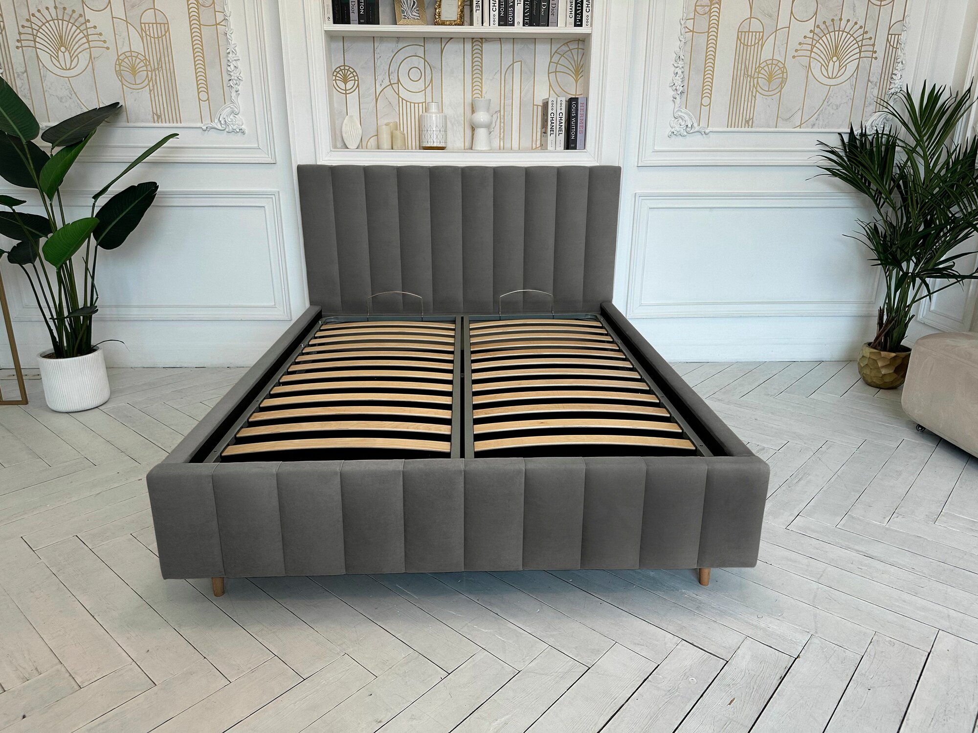 Кровать 200х200 с подъемным механизмом двуспальная, Ницца с мягким изголовьем для дома и спальни, ортопедическое основание, ящик для белья