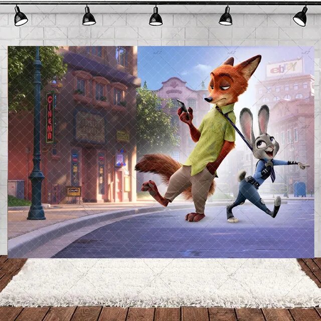 Украшения для дня рождения по мотивам мультфильма «Зверополис 2» от Disney, фон из воздушных шаров с Джуди Хоппс и Ником Уайлдом, детские подарки, товары для детских праздников