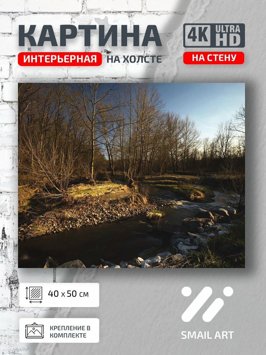 Картина на холсте интерьерная 40 на 50 на стену Река Landscape для гостиной пейзаж интерьер