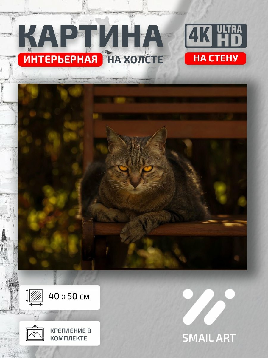 Картина на холсте интерьерная 40 на 50 на стену Взгляд Animal для кафе animal style декор