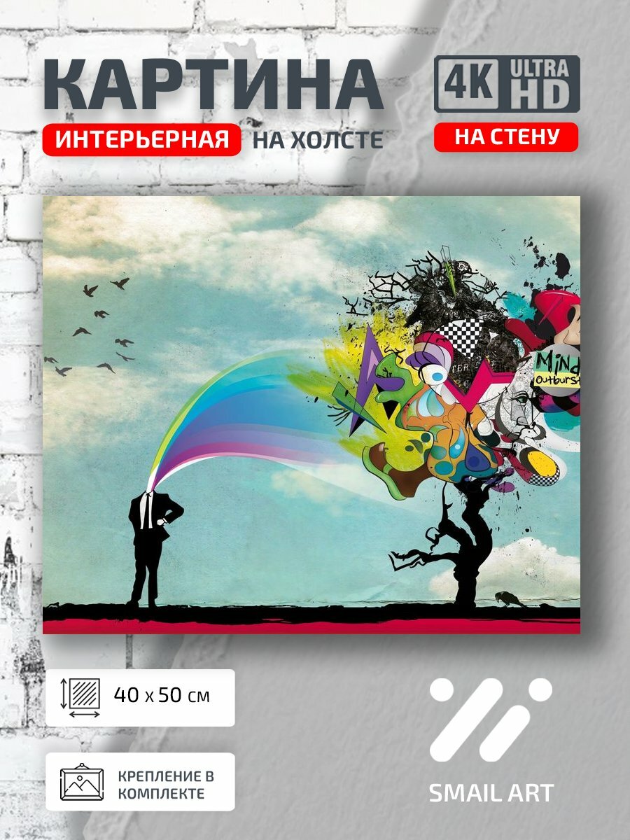 Картина на холсте интерьерная 40 на 50 на стену Мысли Mood для офиса атмосфера интерьер