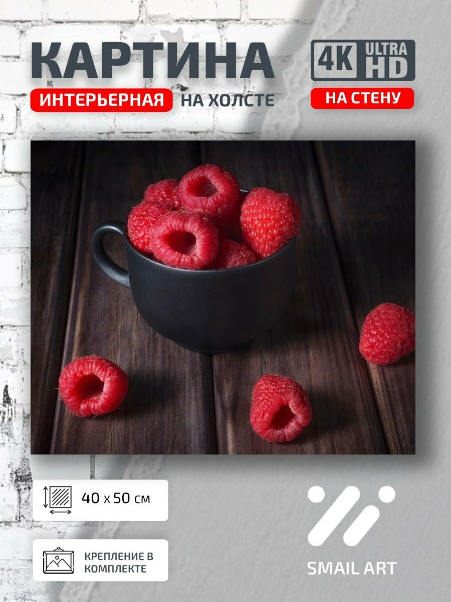 Картина на холсте интерьерная 40 на 50 на стену Разные Малина для студии атмосфера