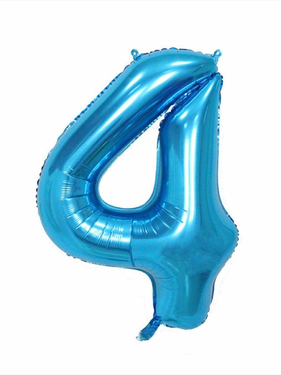 Воздушный фольгированный шар цифра 4, подходит для гелия и воздуха.