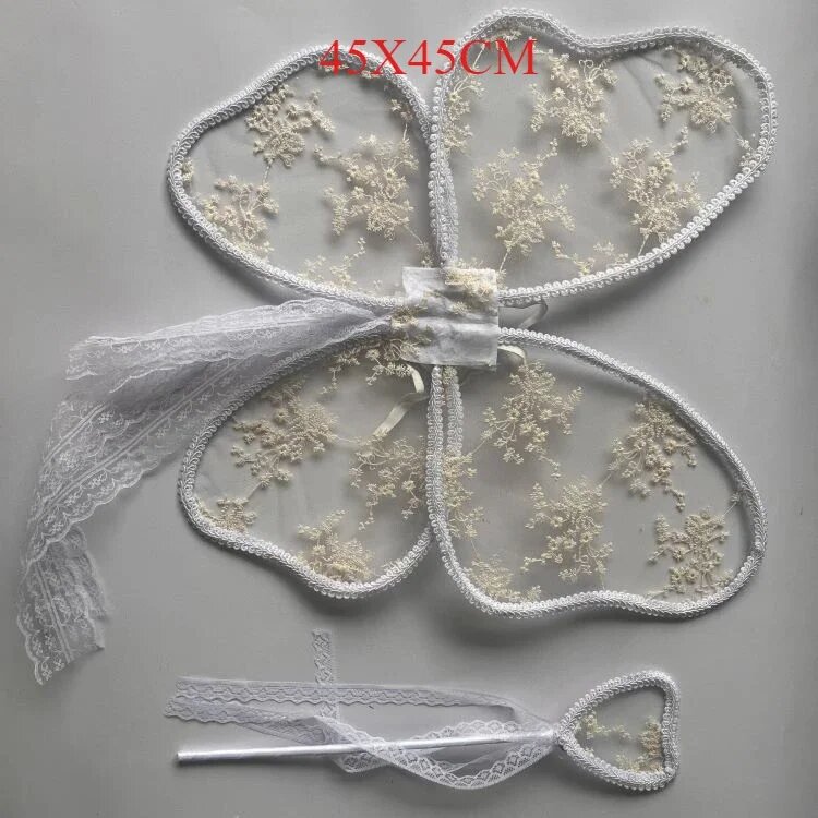 Винтаж бархатные крылья бабочки для фотосессии Белый, Split White Suit