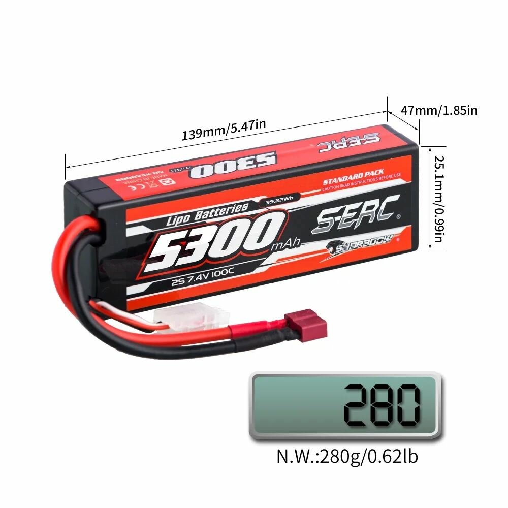 Аккумулятор SUNPADOW 2S 3S 4S 7.4V 11.1V 14.8V Lipo с разъемом EC5 5300mAh 100C для моделей RC автомобилей, самолетов, DJI, грузовиков, танков, багги, гоночных лодок