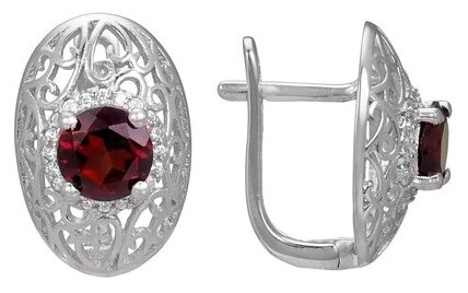 Серьги, серебро, 925 проба, гранат, фианит