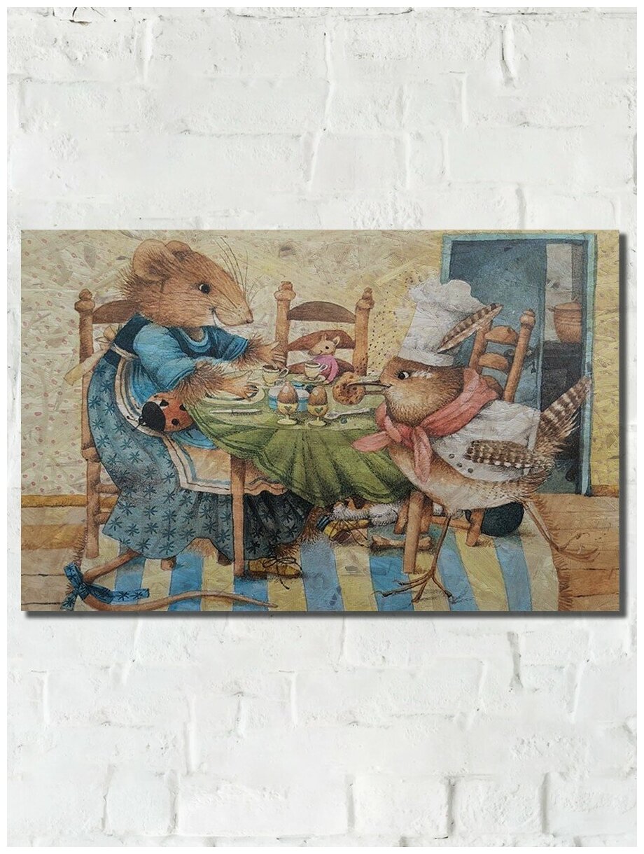 Картина интерьерная на рельефной доске детское животные крыса мышь птицы милота - 5145