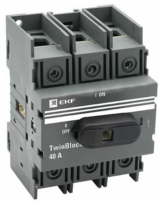 Рубильник 3п 40А с рукояткой управления для прямой установки TwinBlock EKF tb-40-3p-f