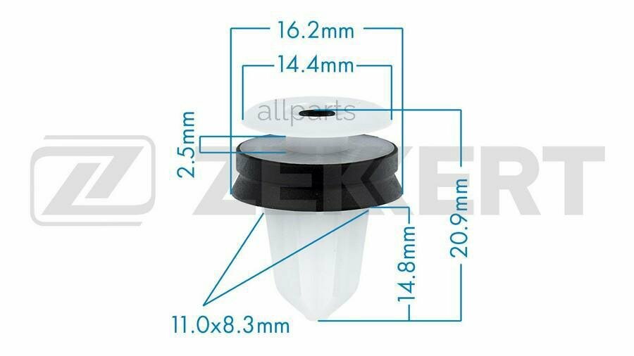 ZEKKERT BE-2868 Клипса крепёжная Ford Land Rover (миним. кол-во заказа 10 шт)