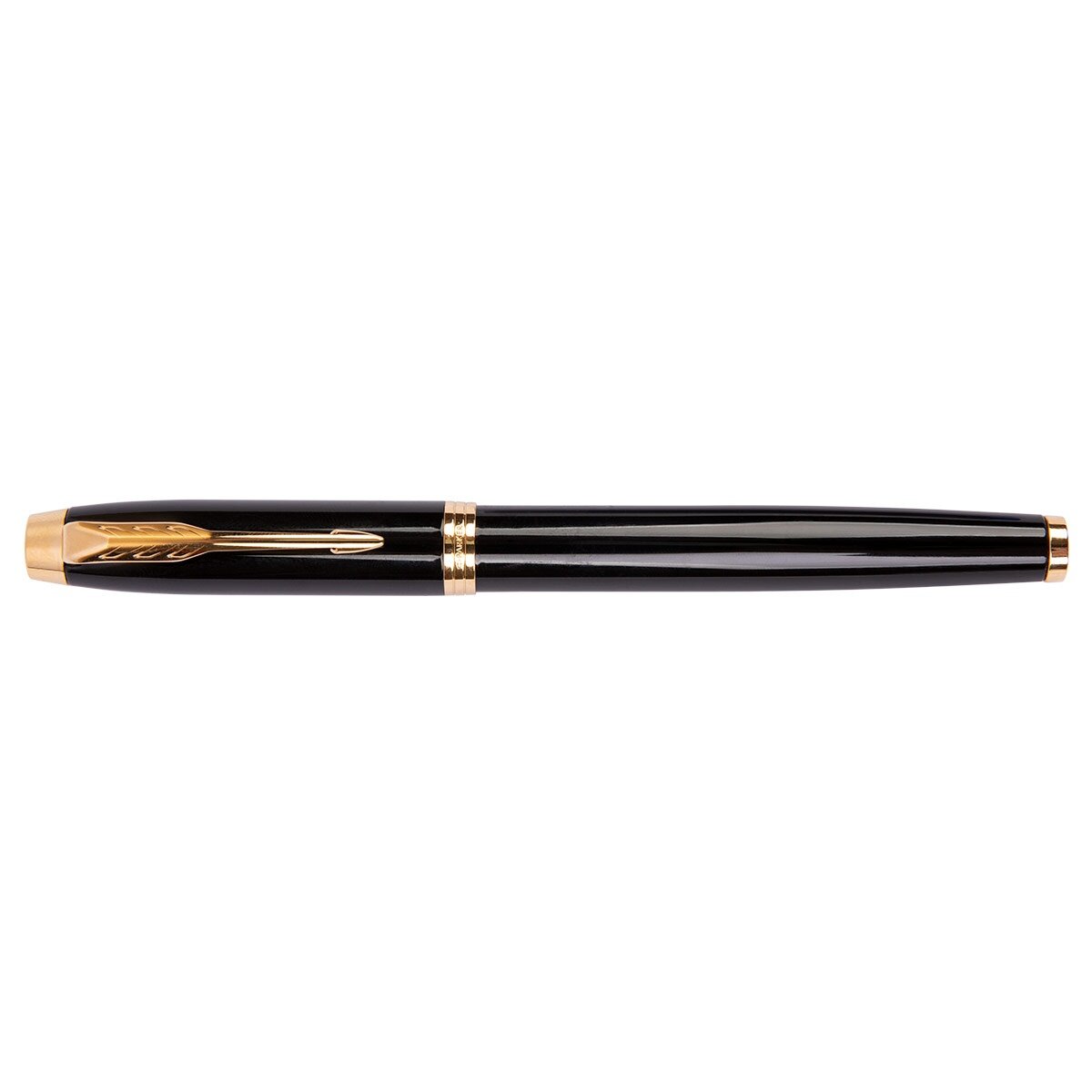 Ручка перьевая Parker "IM Core Black Lacquer GT", корпус черный глянцевый лак, позолоченные детали, синяя (1931645)