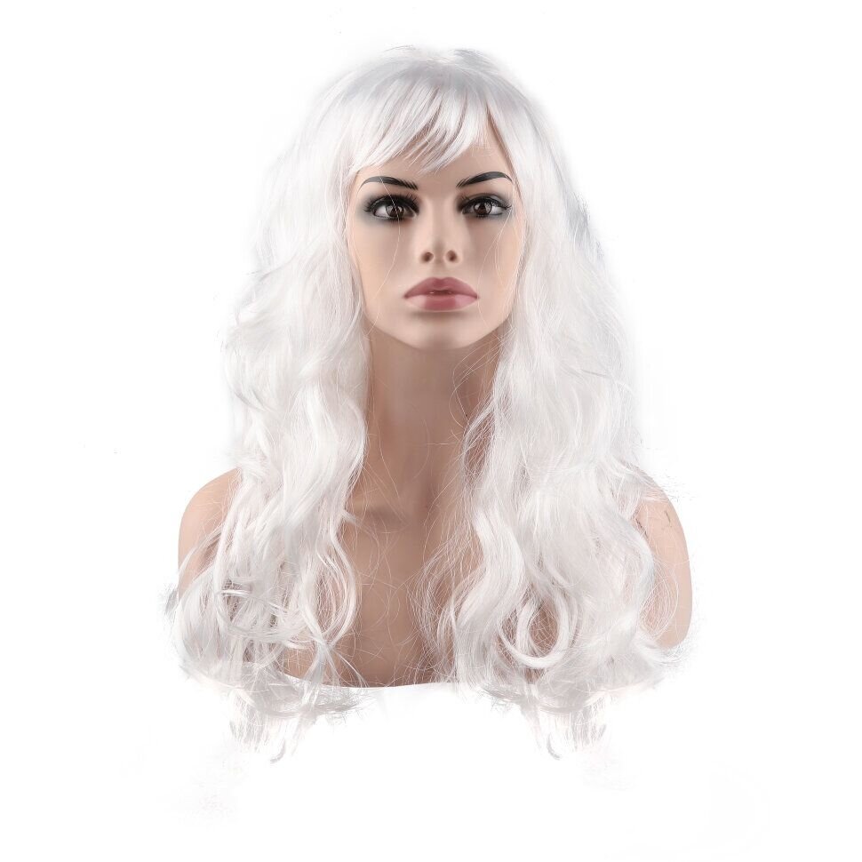 Парик карнавальный, 160 гр, Локоны, Белый, 1 шт.