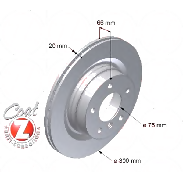 ZIMMERMANN 150.3426.20 (342161764651 / 34216764651 / 34216855007) диск тормозной задн. 300x20 / 66-5x120 \ BMW (БМВ)