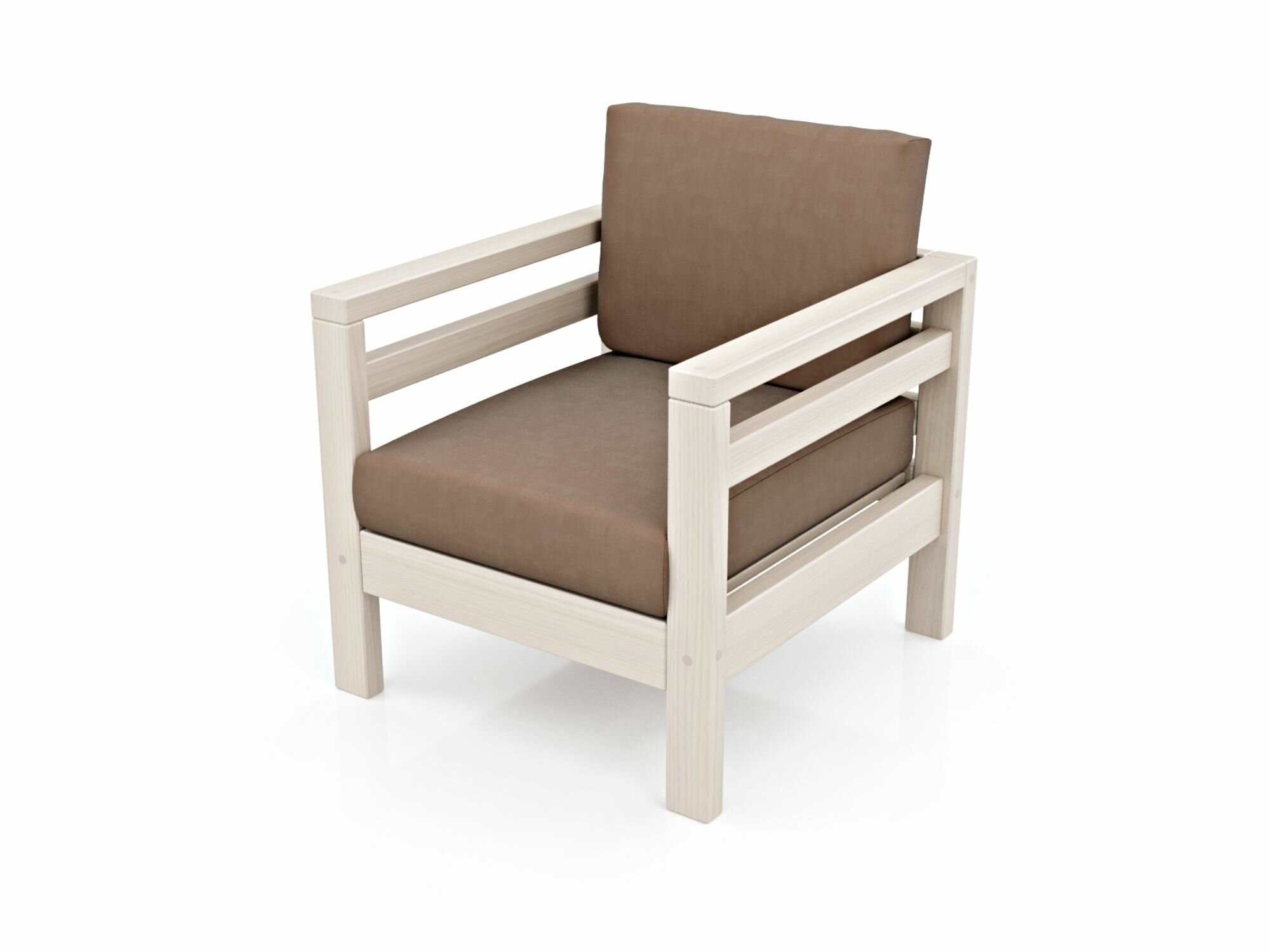 Кресло Arsko Домино, коричневое-беленый дуб, велюр, деревянное, мягкое, для дачи, для кафе и бара, на веранду, в террасу