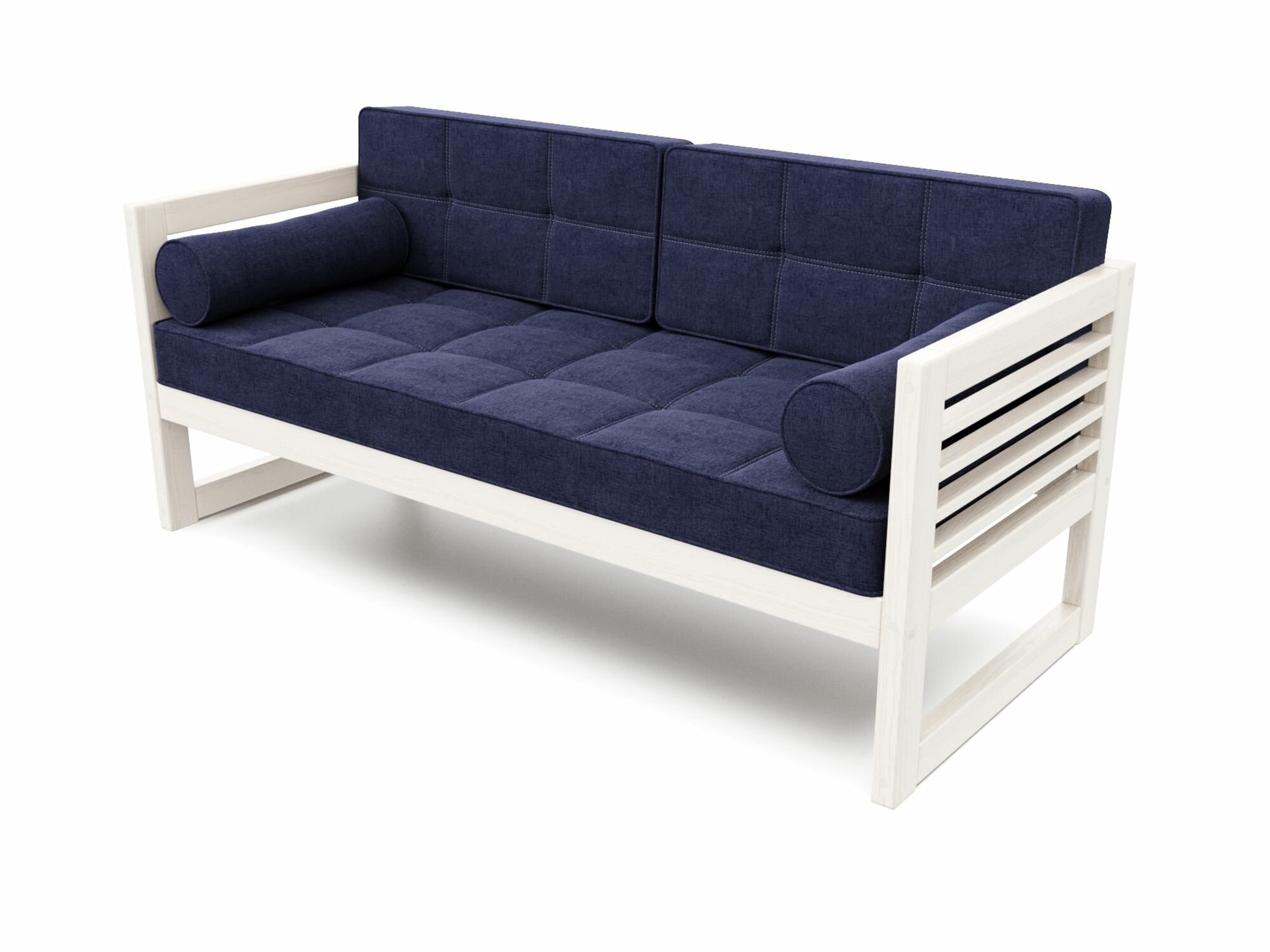 Садовый диван Arsko Сега-Б-С, синий-беленый дуб, трехместный, деревянный, в гостиную, в прихожую, на балкон