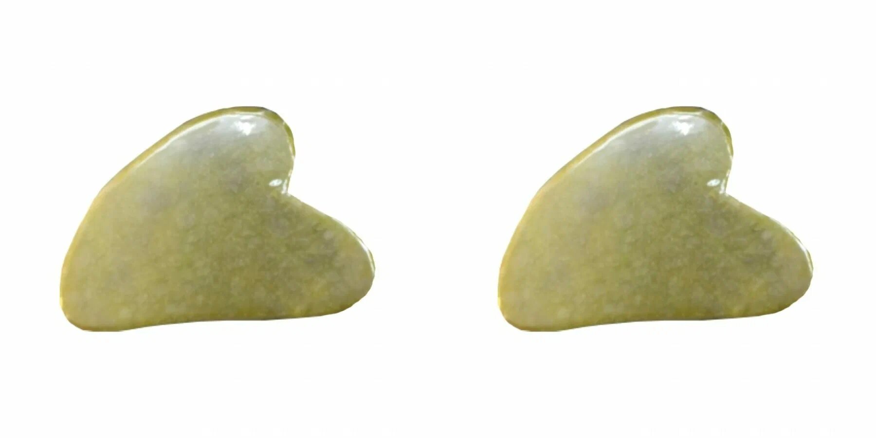 Скребок Гуаша Nail Art нефритовый сердце, 8 см, тёмно-зелёный, 2 шт