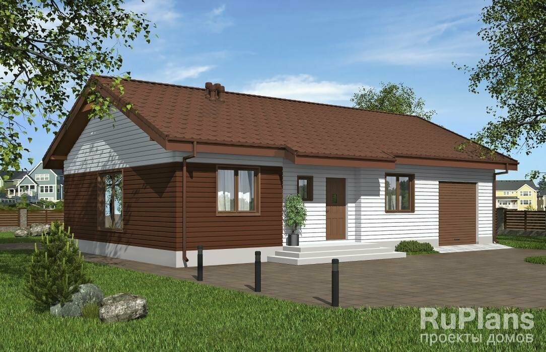 Одноэтажный жилой дом (110 м2, 15м x 9м) Rg5839