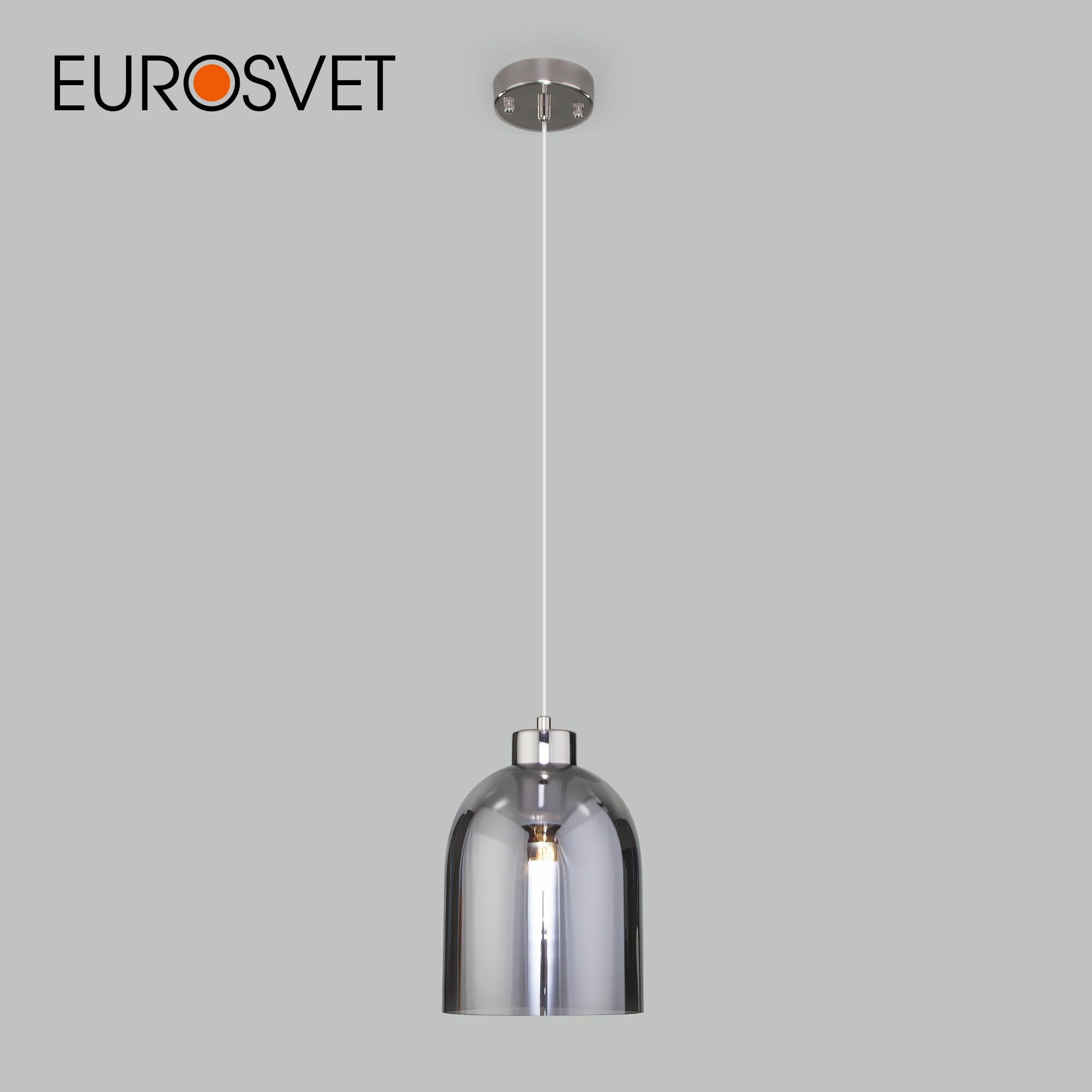 Подвесной светильник со стеклянным плафоном Eurosvet Tandem 50119/1, E27, 60 Вт, цвет никель