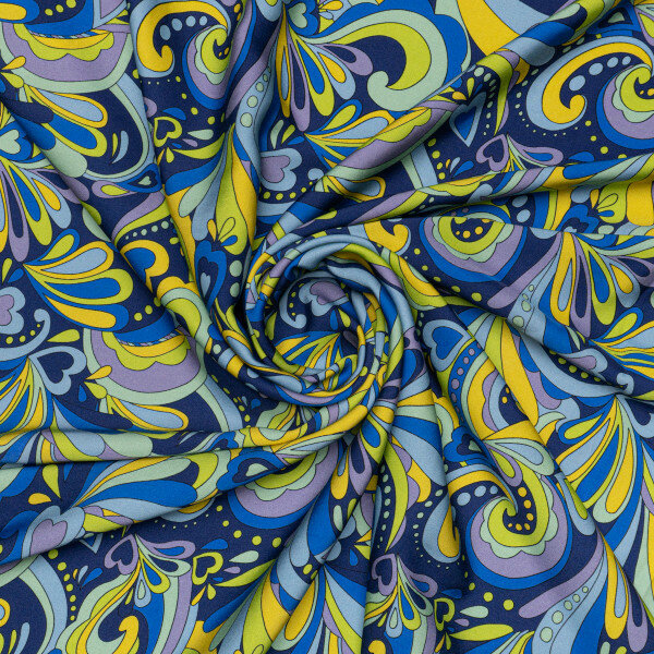 Ткань сатин от Ткани-100, вискоза 100%, плотность 135г/м², цвет электрик/желтый, отрез 1х1.4м