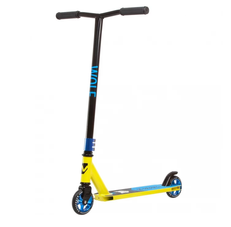 Самокат 110A. WOLF. BLM21 для детей NOVATRACK WOLF EL, черно-лимонный