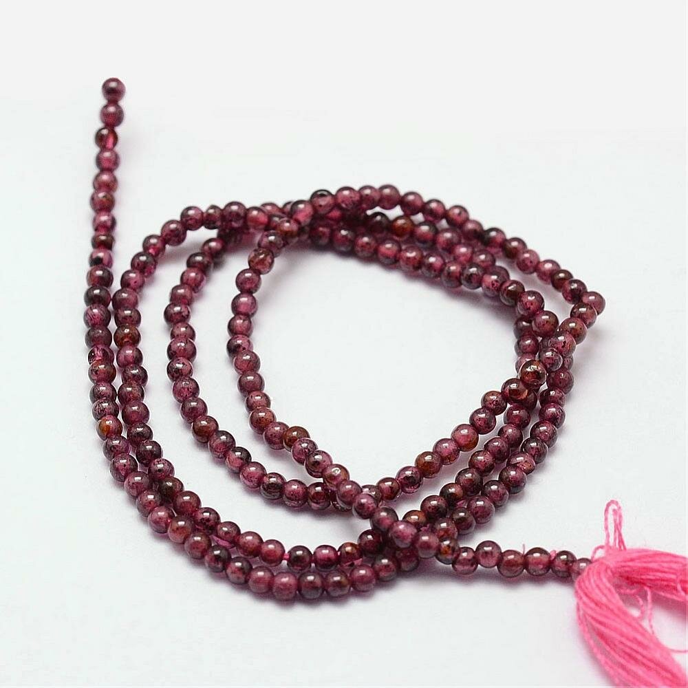 Бусины каменные, гранат, 2.2-2.6мм, 180 шт, низка