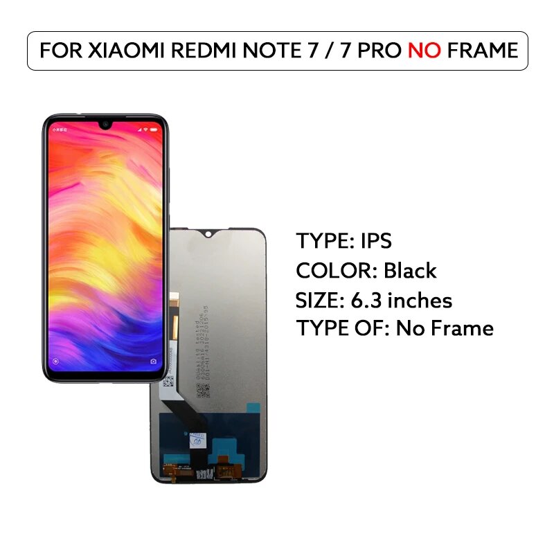 ЖК-экран для Xiaomi Redmi Note 7 Note 7 Pro, ЖК-дисплей, дигитайзер сенсорного экрана в No Frame
