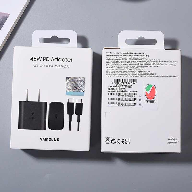 Samsung S23 S24 S25 Ultra Original Super Fast Charger 45 Вт PD Адаптер быстрой зарядки типа C для Galaxy ZFlip Fold 6 5 3 2 S21FE A56 Black US set