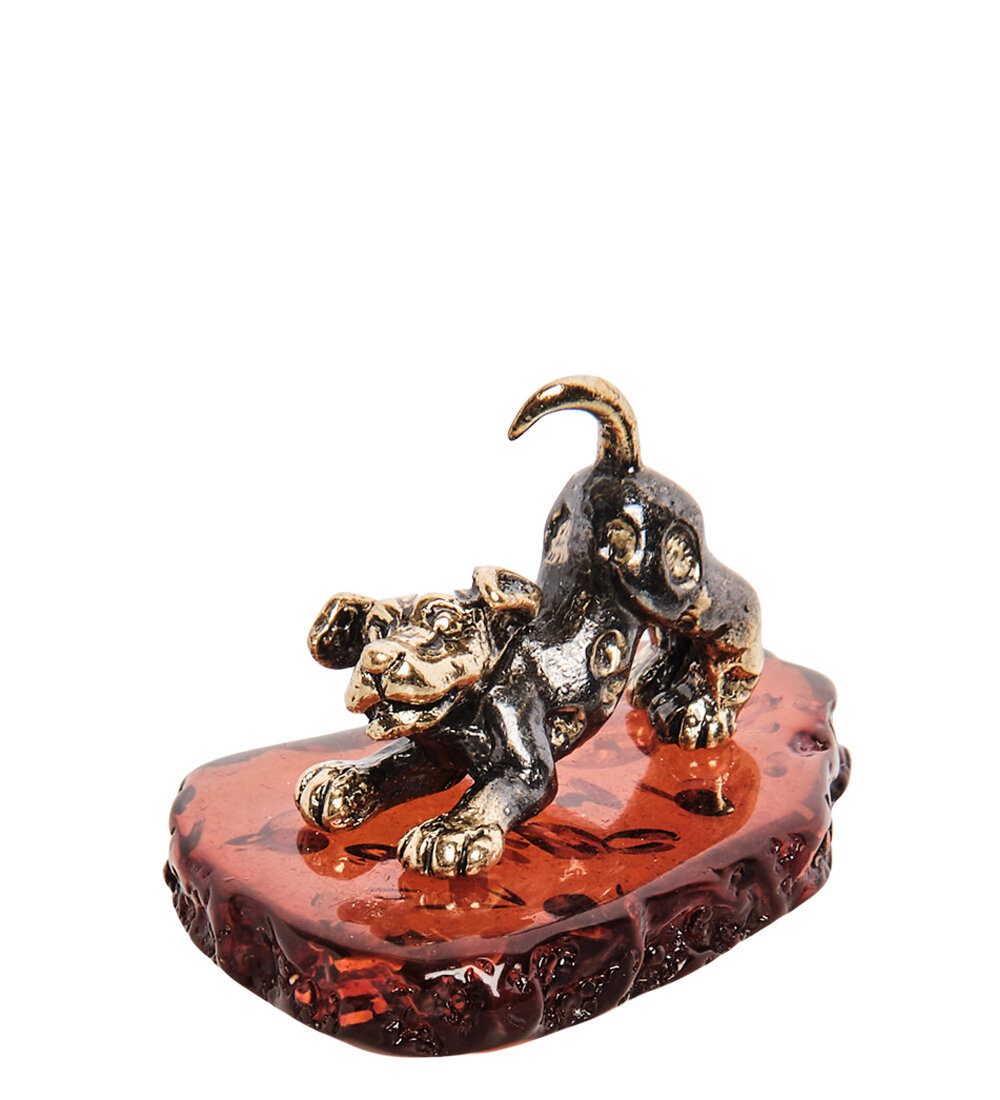 Фигурка 'Далматинец' (латунь, янтарь)