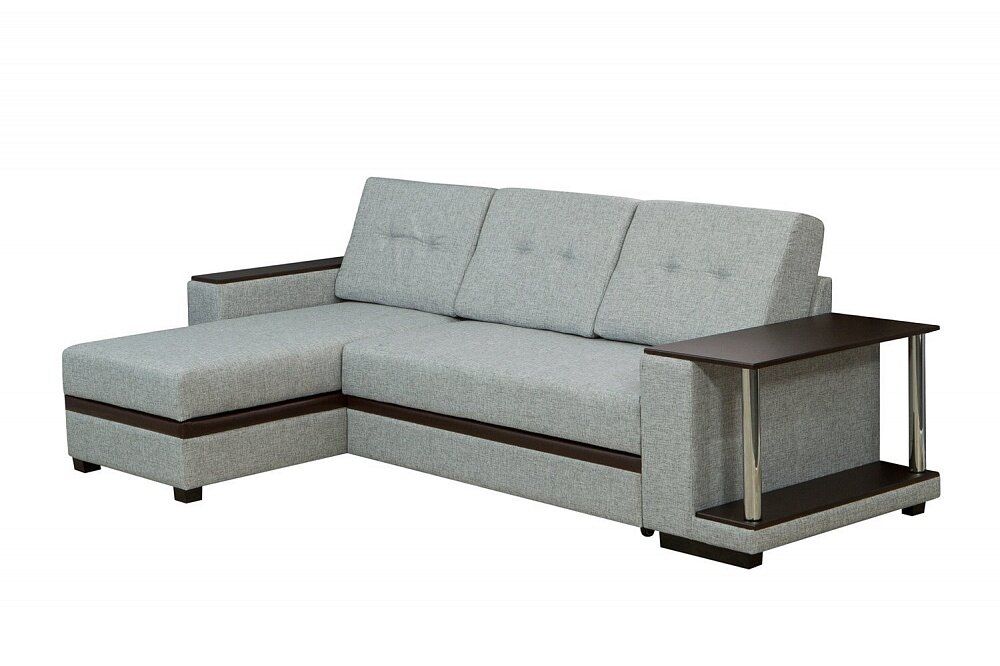 Угловой диван Вольберг серый, дельфин, 262х155х90 см, с ящиком для белья