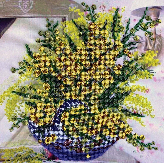 Набор для вышивания FeDi #КВ509 Мимоза, Вышивка бисером, 30 х 30 см
