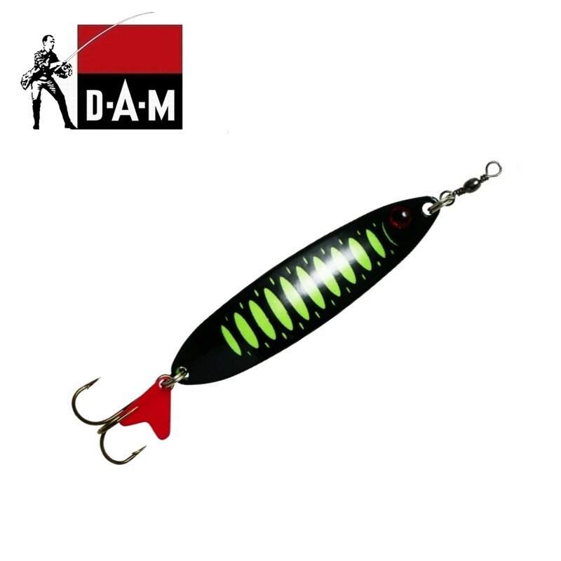 Блесна Колеблющаяся DAM Effzett Slim Standart 95мм/32гр, цвет Fluo Green/Black UV