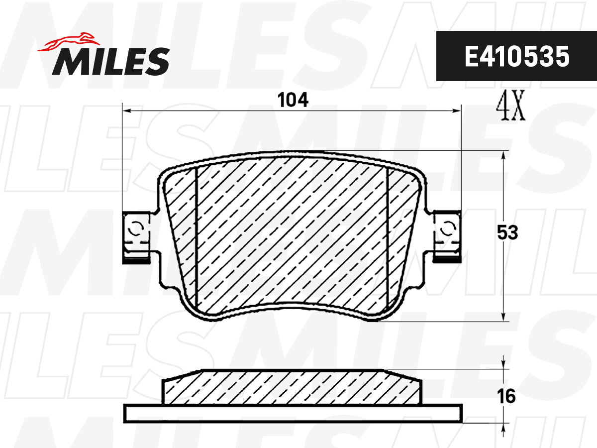 Колодки тормозные VAG Octavia III (5E) 12-, A1 (8X) 10-, Caddy IV 15- задние MILES