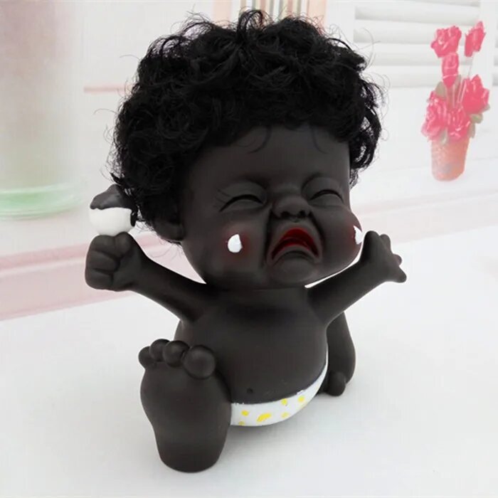 Черная силиконовая кукла для детей от 3 до 6 лет Black money bank-sad