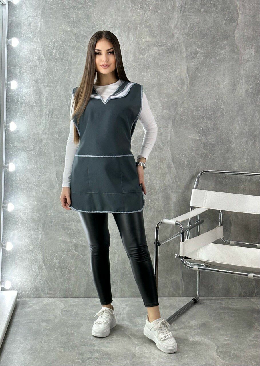 Рабочий фартук SPECMED-ODEGDA "Волна", полиэстер, серый, размер 52-60