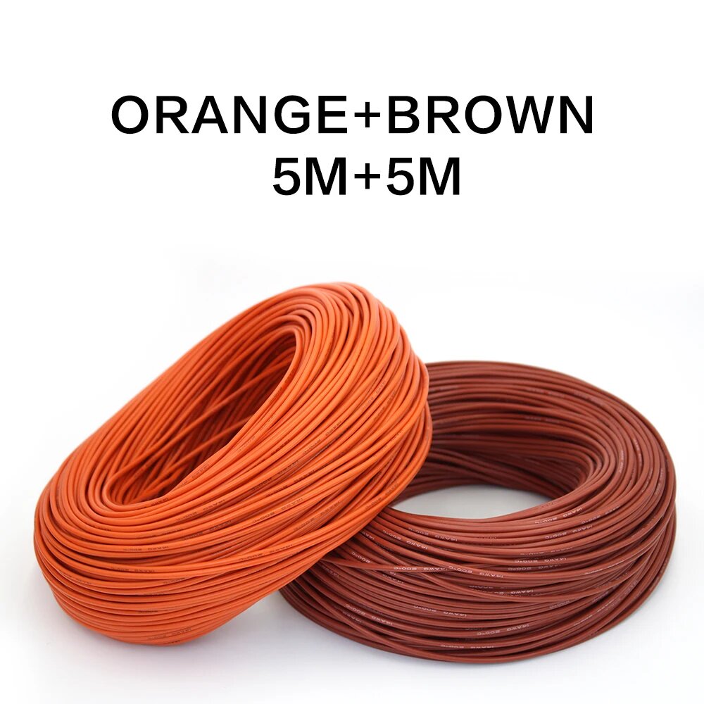 Силиконовый провод Three-phase line 12AWG-22awg 10 метров 20 AWG, Orange Brown