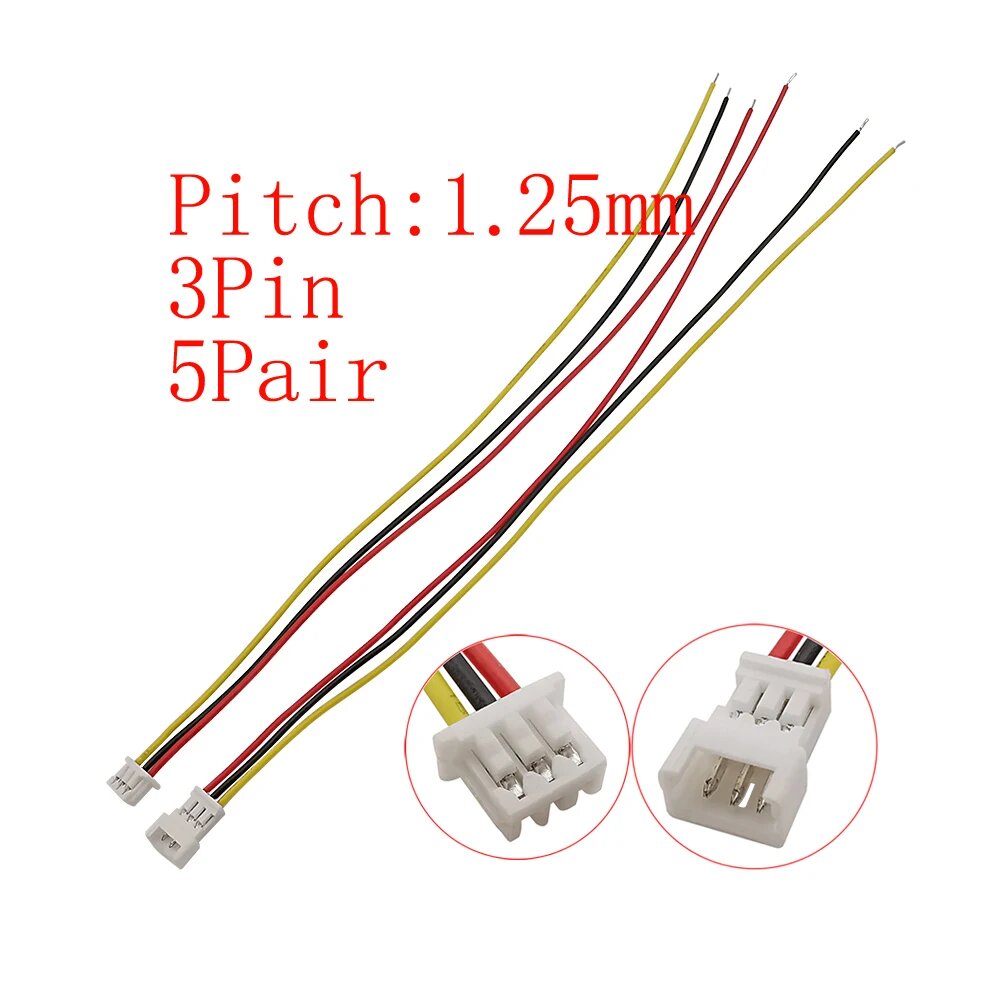 Micro JST 1.25mm разъемы 2/3/4/5/6 контакта с проводами 150мм 28AWG 5Pair 3Pin-JK