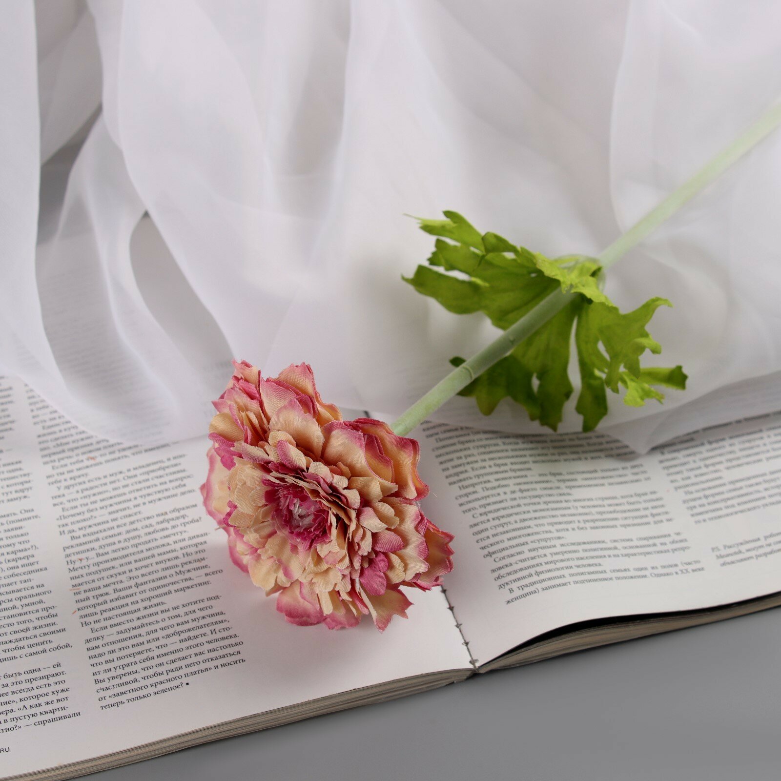 Цветы искусственные "Хризантема люкс" d-9 см, 50 см, сиреневый, 10526699