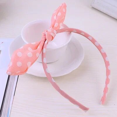 Детская пластиковая повязка на голову с бантами Розовый, T7-Pink