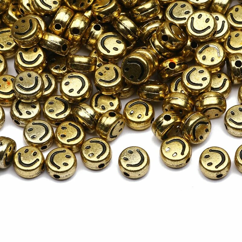 Акриловые круглые бусины SHAPII со смайликом 4х7 мм 100pcs