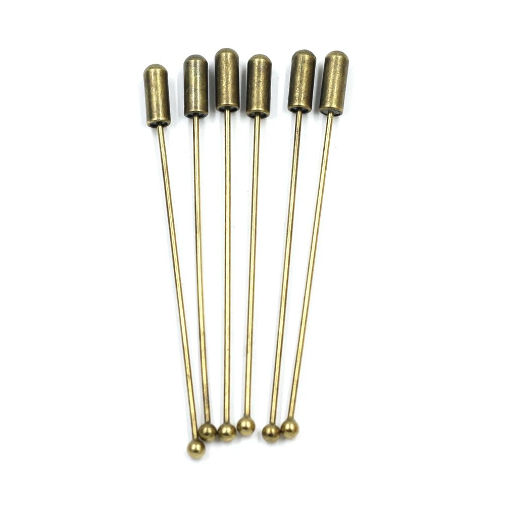 Броши-булавки с резиновой шляпкой, медный шар, 10 шт. Bronze Tone