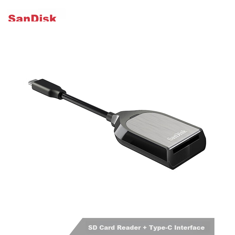 Кардридер SanDisk внешний, USB Type-C, SD, пластиковый, серый