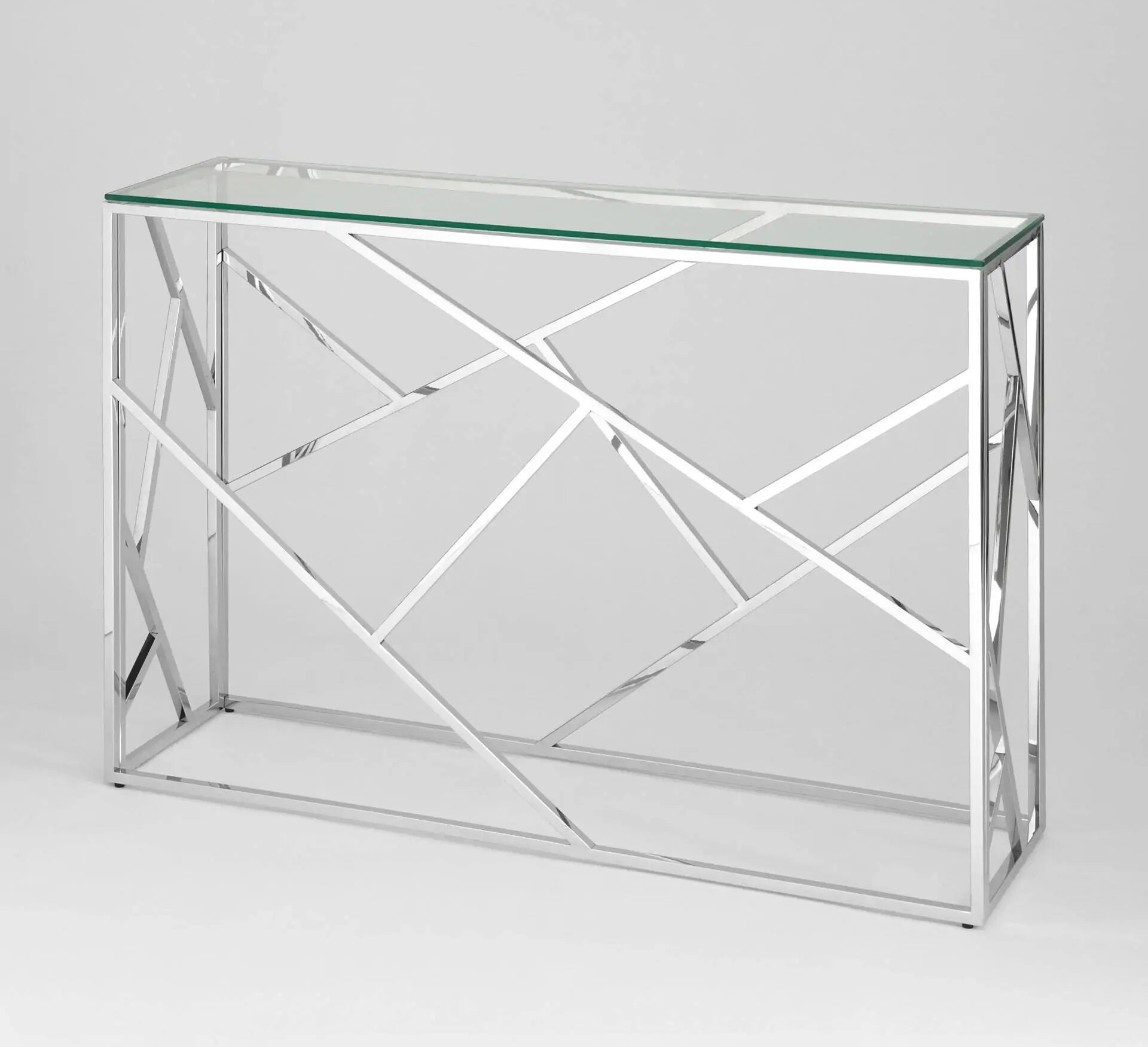 Консоль STOOL GROUP АРТ деко 115х30 Прозрачное стекло/Сталь серебро
