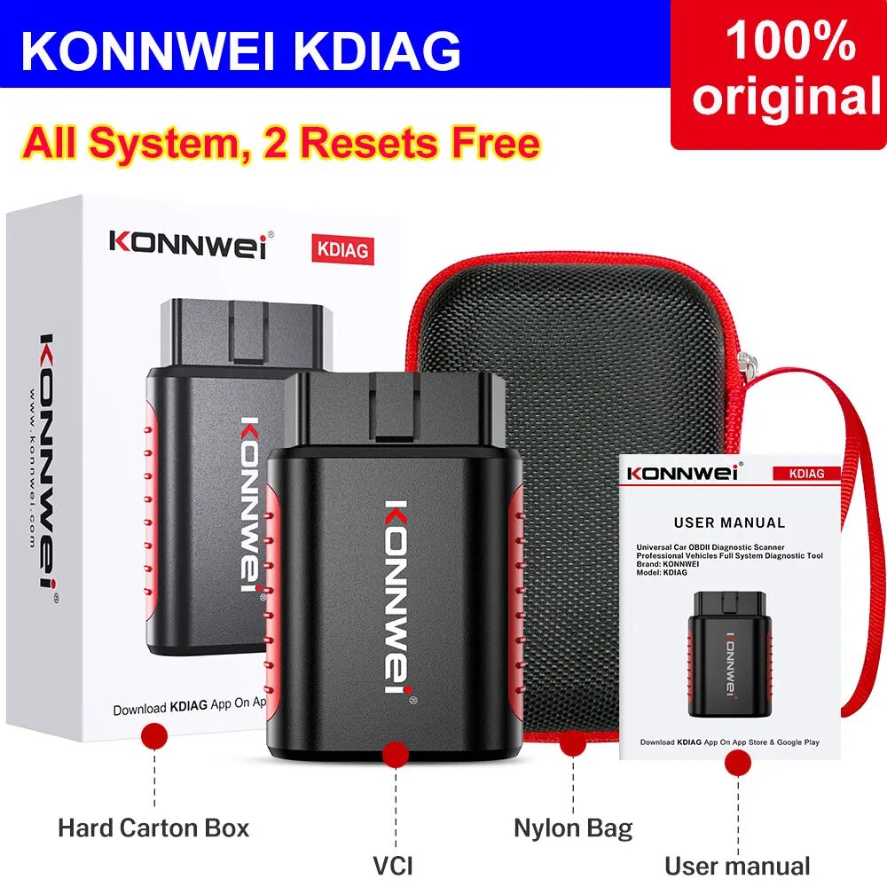 KONNWEI KDIAG Bluetooth Полная система Диагностический инструмент для автомобиля Сброс масла Сброс аккумулятора Совпадение сбросов Пожизненный бесплатный Автосканер Считыватель кодов Русский