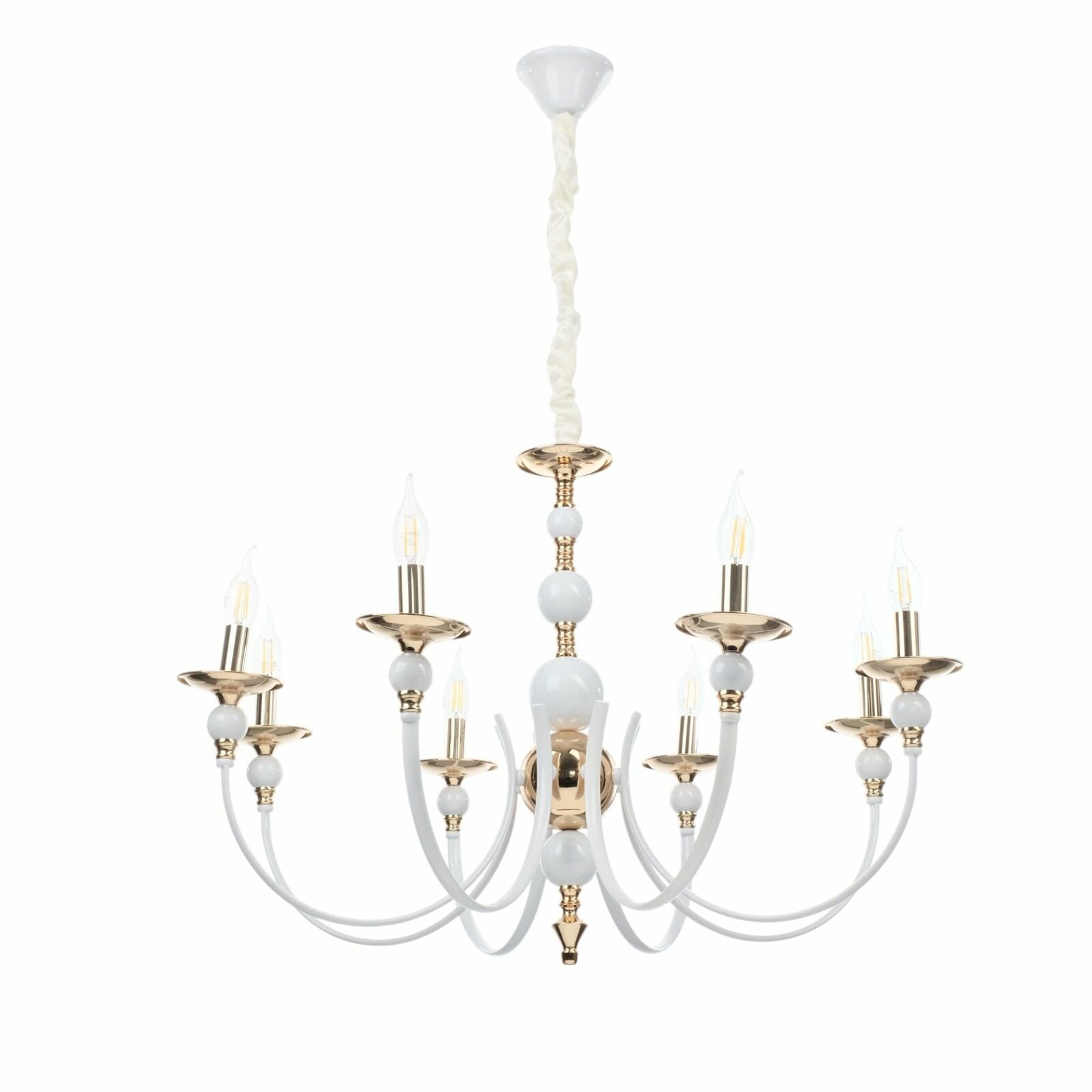 Люстра потолочная "Венеция" 8хЕ14 40Вт бело-золотой 87х87х97 см