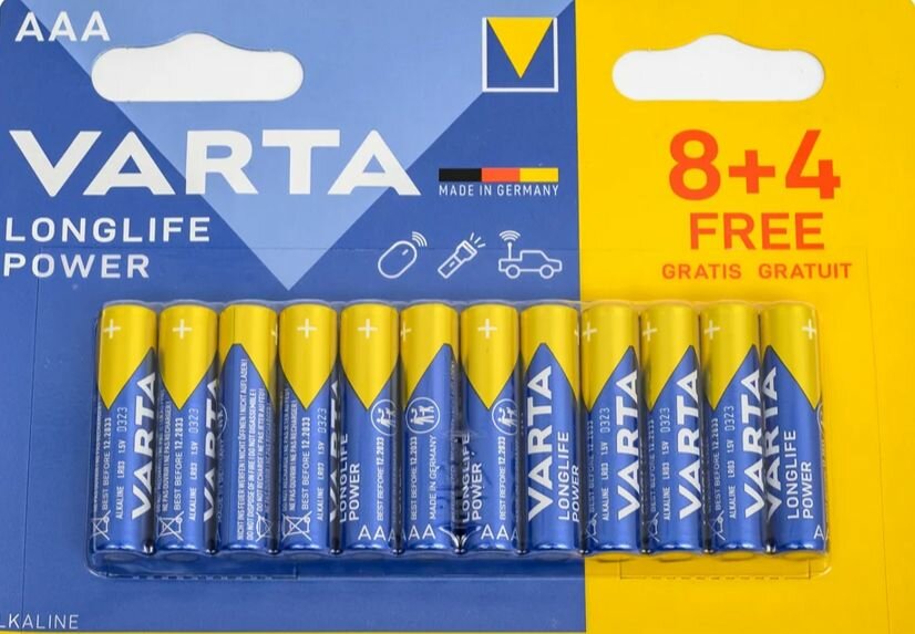 Батарейка VARTA Longlife Power AАA (LR03), 12 шт. (12 шт. в одной упаковке)
