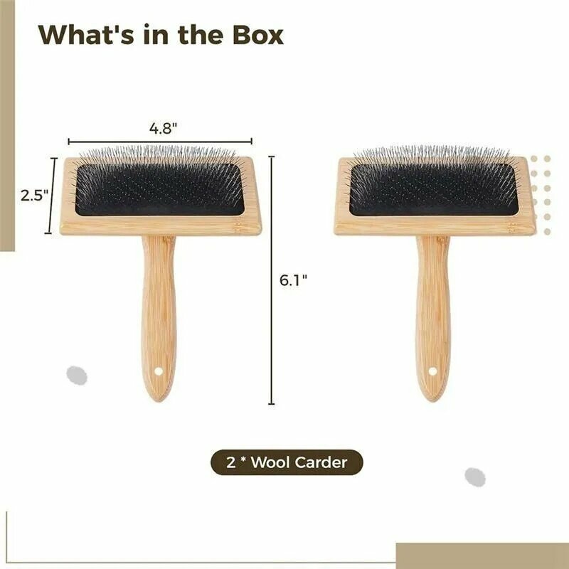 2 шт. кардочесальных машин для шерсти, 6,1 дюйма X 4,8 дюйма, большие ручные кардочесальные машины для шерсти, инструмент для смешивания войлока, щетка-пуходерка для домашних животных 1 pcs