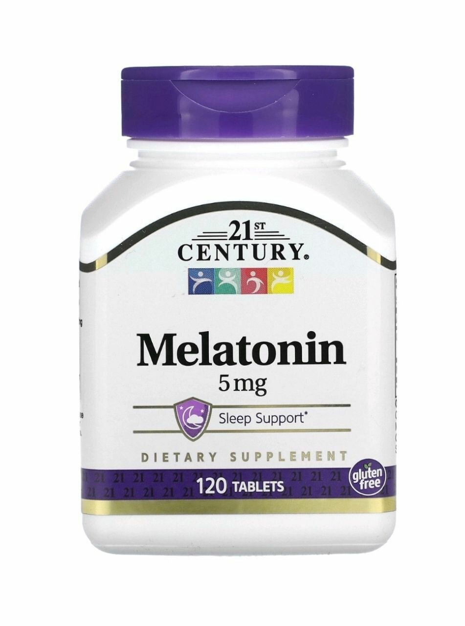 Добавка 21st Century, Melatonin, Мелатонин, 5мг - 120таблеток