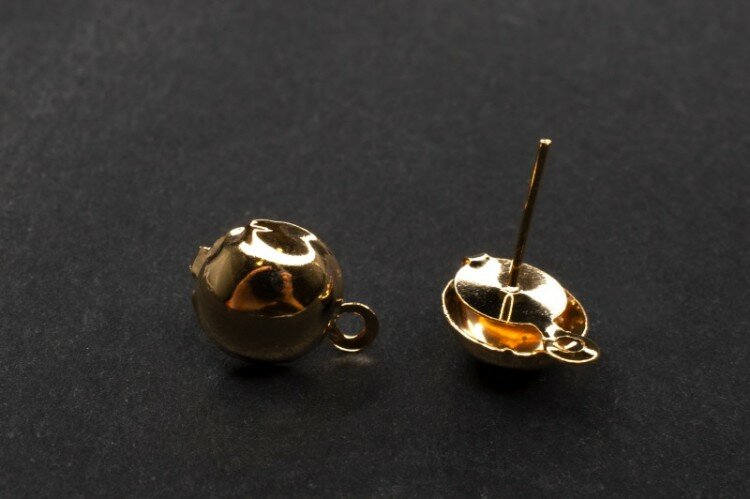 Гвоздики основы для серег с заглушкой 10х16х1мм, отверстие 1,5мм, цвет золото, железо, 21-138, 1 пара